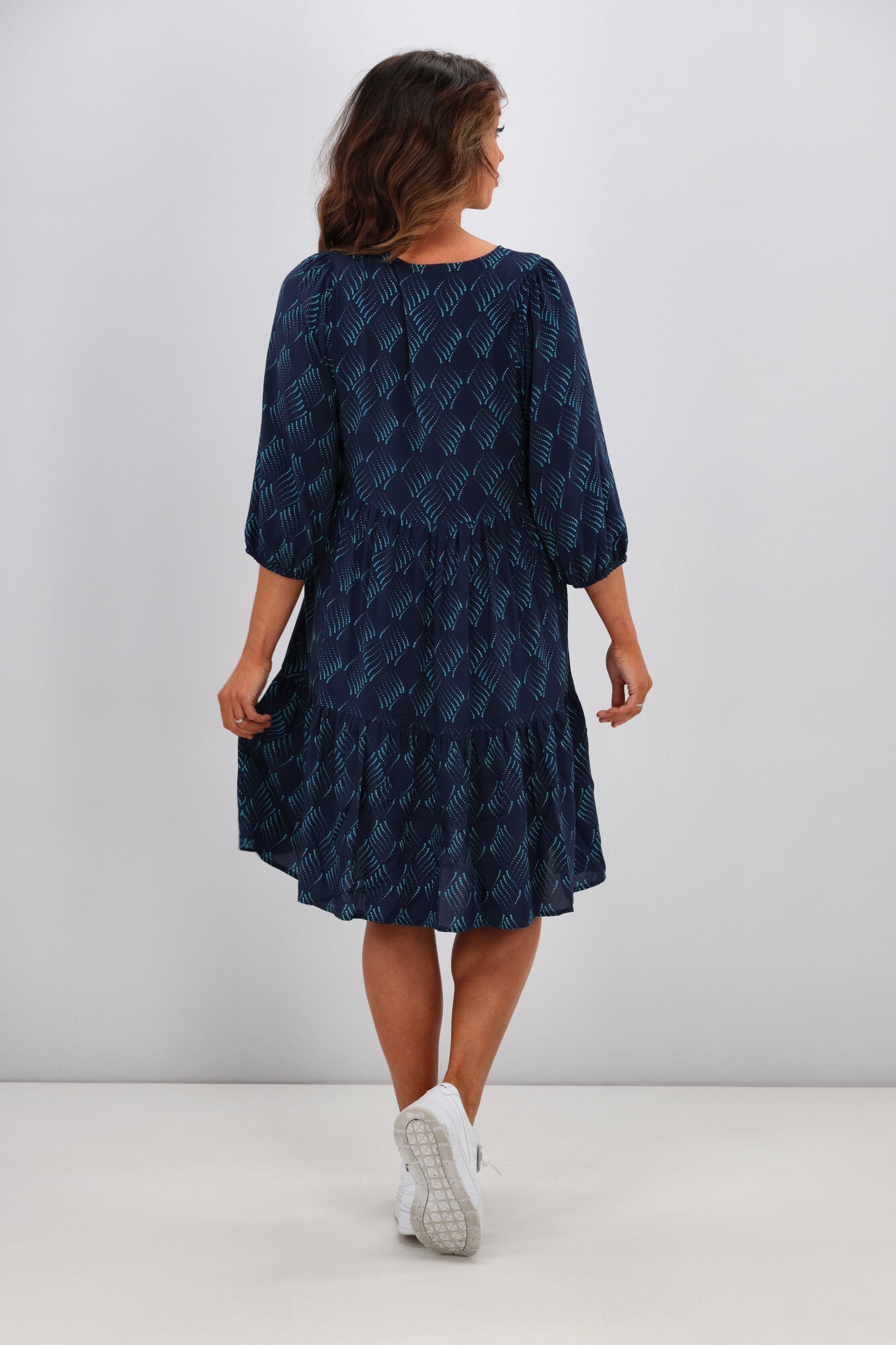 Gloss by Shine On Daniella Tier Dress Midnight Spiral Spot Print ...