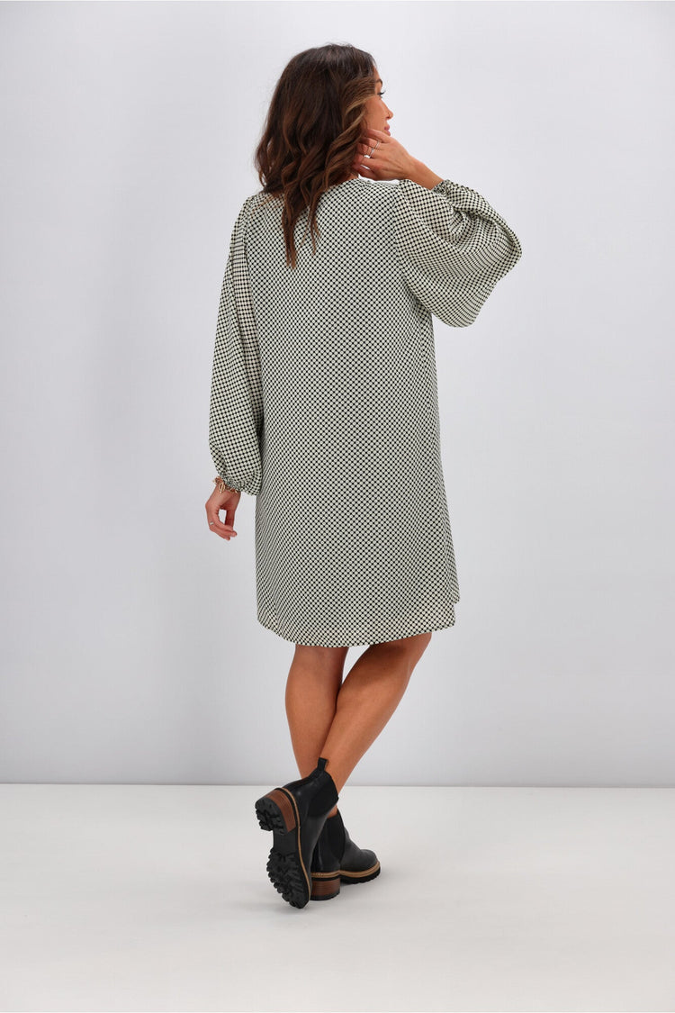 Gloss by Shine On Joni Shift Dress with Blouson Sleeve Geo Spot | Shine ...