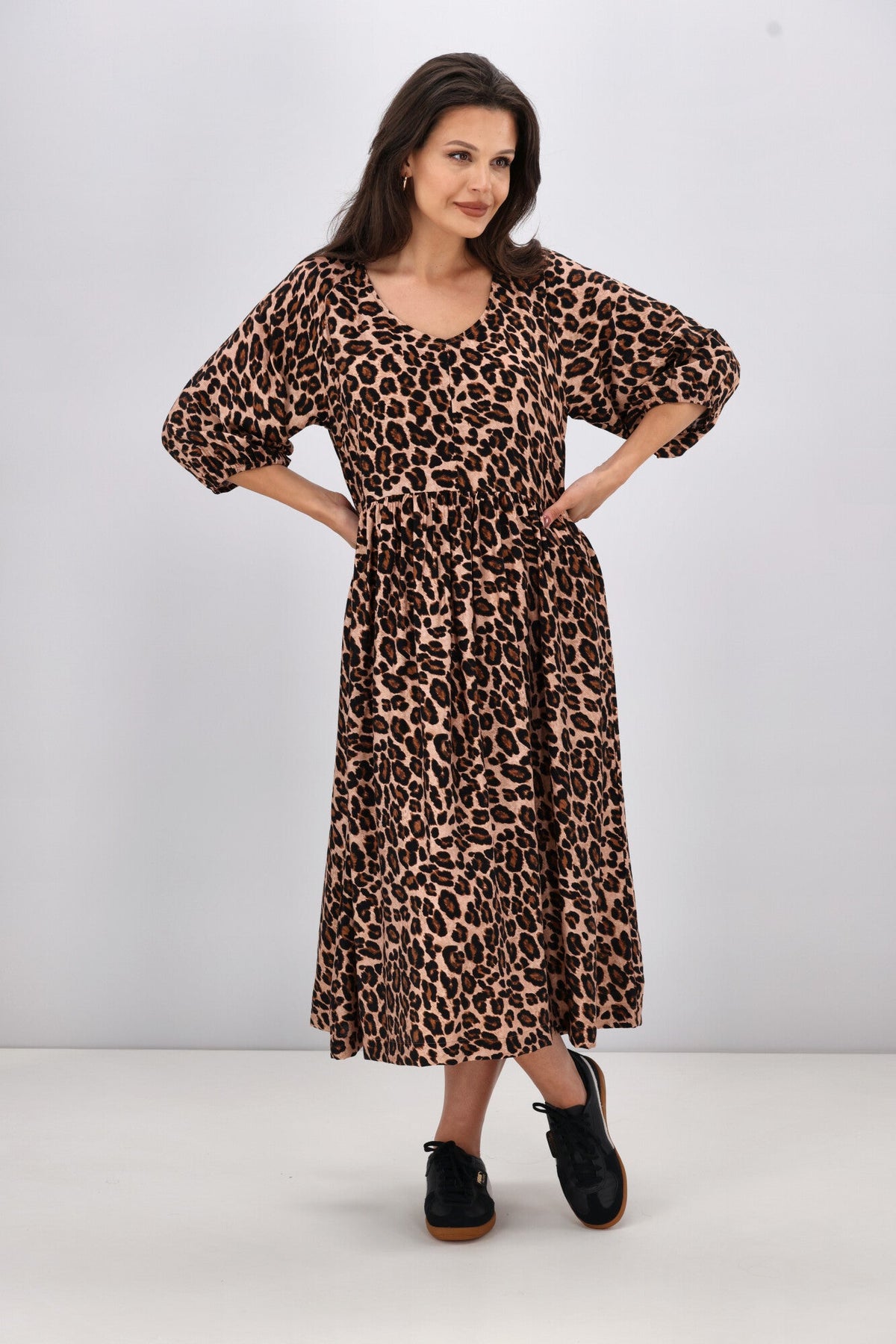 Shine On Label Sienna Midi Dress Leopard Print | Shine On Outlet