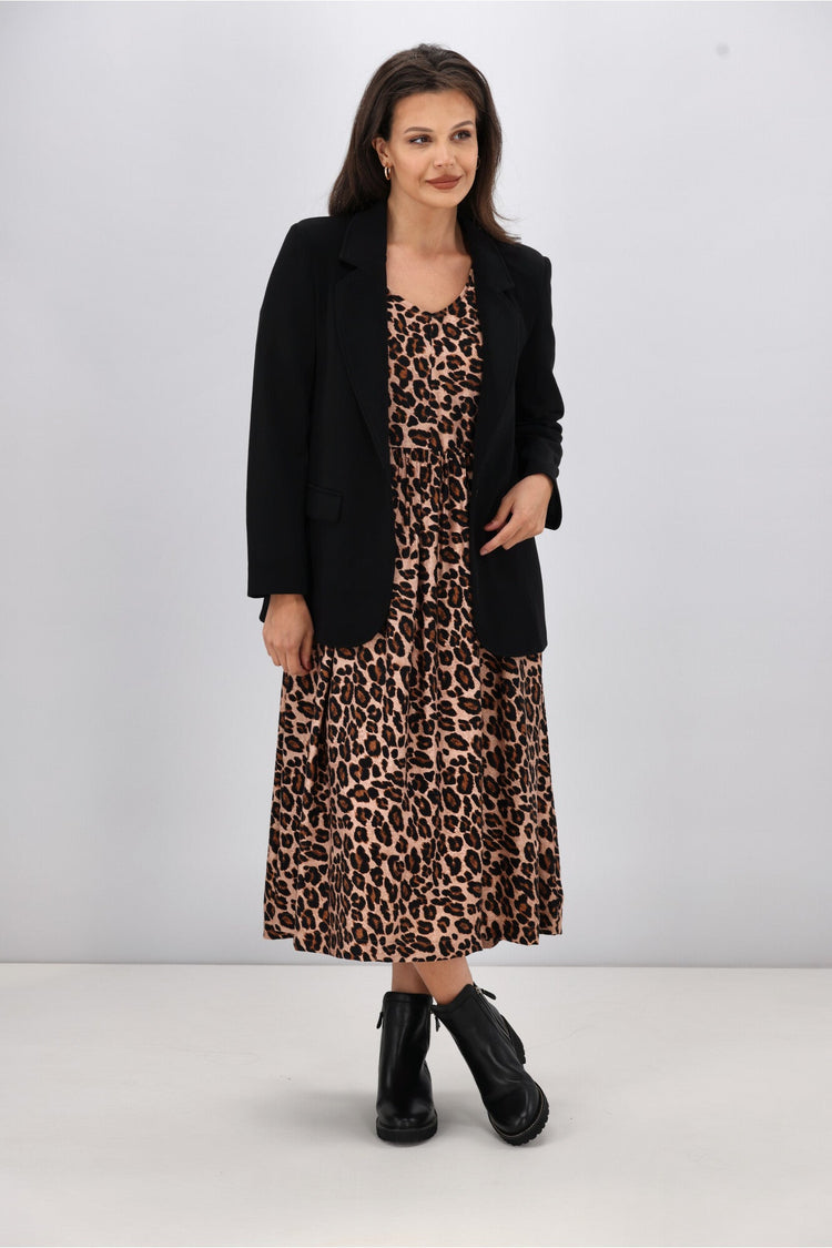Shine On Label Sienna Midi Dress Leopard Print | Shine On Outlet