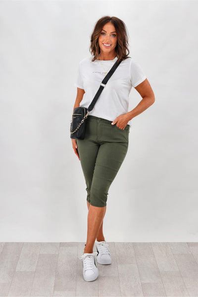 Wakee Mandy Capri Pants Khaki | Shine On Outlet